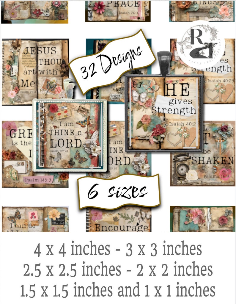 32 Bible Verse Square Designs Pendants - Download Print 6 Sizes 300 and ...