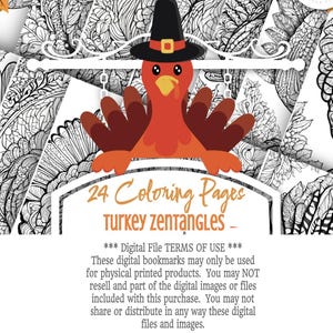 24 Fall Turkey Zentangle Coloring Pages 8x11in 500 DPI PNG, Unlimited ...