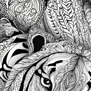 32 Tiger Zentangle Coloring Pages 8x11in 500 DPI PNG, Unlimited ...