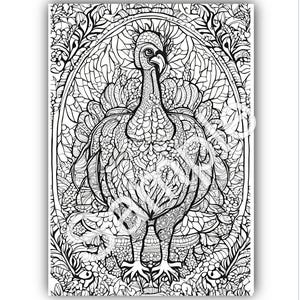 24 Fall Turkey Zentangle Coloring Pages 8x11in 500 DPI PNG, Unlimited ...