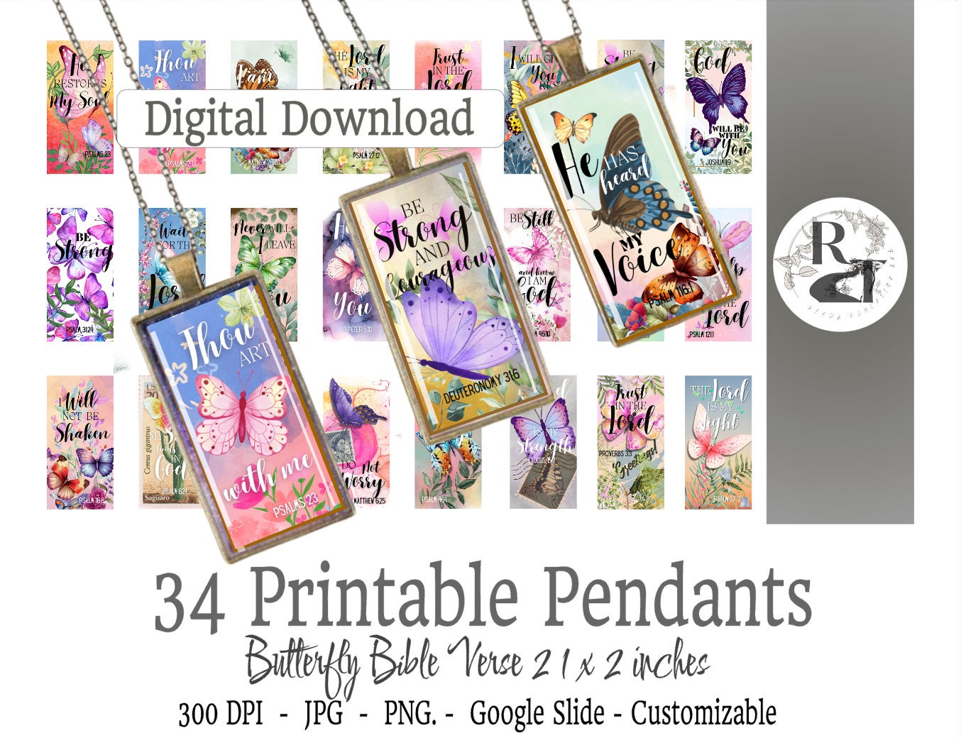Butterfly Bible Verses Digital Domino Designs Pendants - Download Print ...