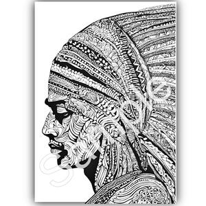 53 Native American Zentangle Coloring Page 8x11in 500 DPI PNG ...