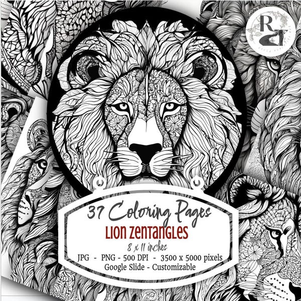 Zentangle Lion - Etsy