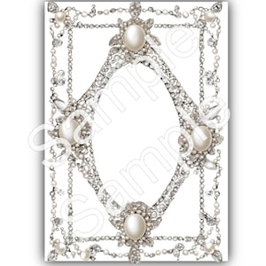 36 Beautiful Pearl Rhinestone Photo Frames 8x11in Download 500 DPI PNG ...