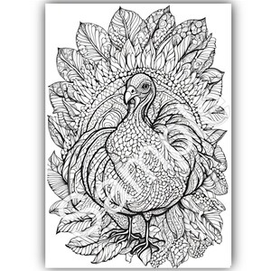 24 Fall Turkey Zentangle Coloring Pages 8x11in 500 DPI PNG, Unlimited ...