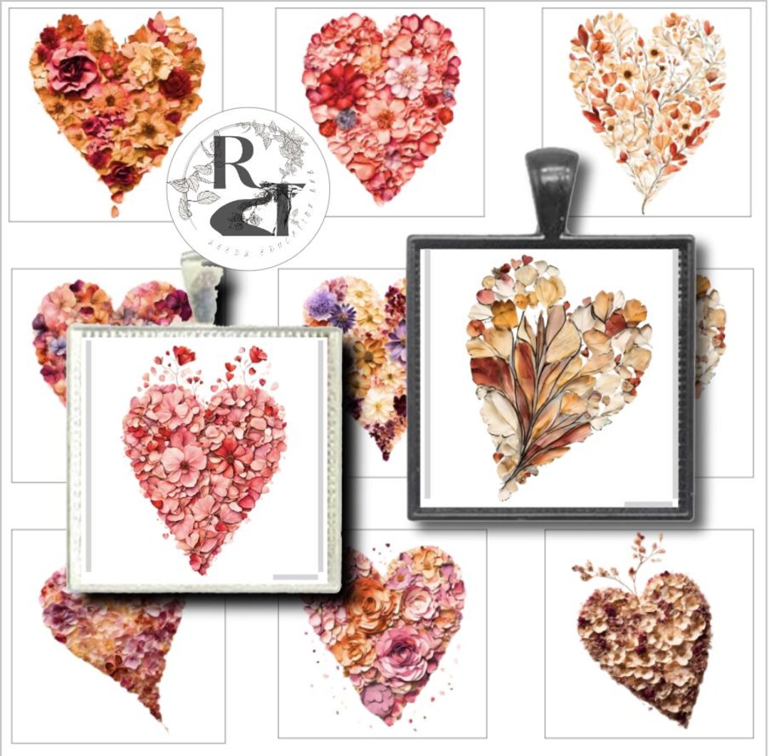 37 Flower Art Heart Square Design Pendants - Download 6 Sizes 300 ...