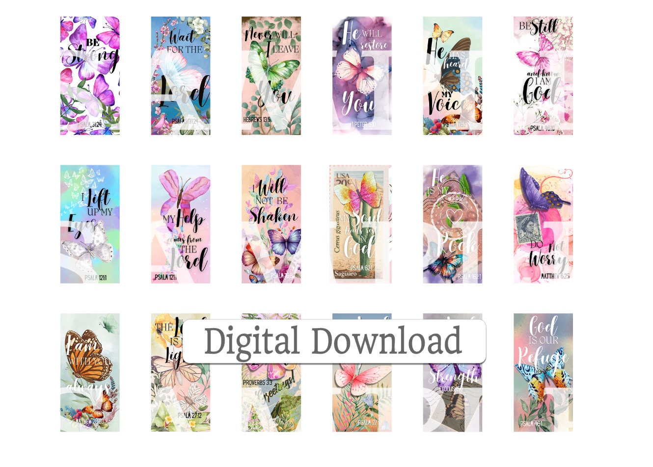 Butterfly Bible Verses Digital Domino Designs Pendants - Download Print ...