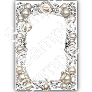 36 Beautiful Pearl Rhinestone Photo Frames 8x11in Download 500 DPI PNG ...