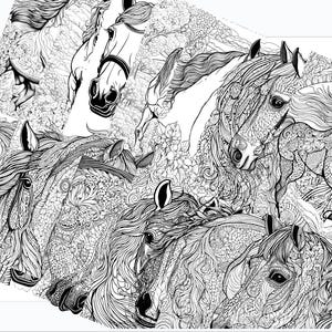 39 Horse Zentangle Coloring Pages 8x11in 500 DPI PNG, Unlimited ...