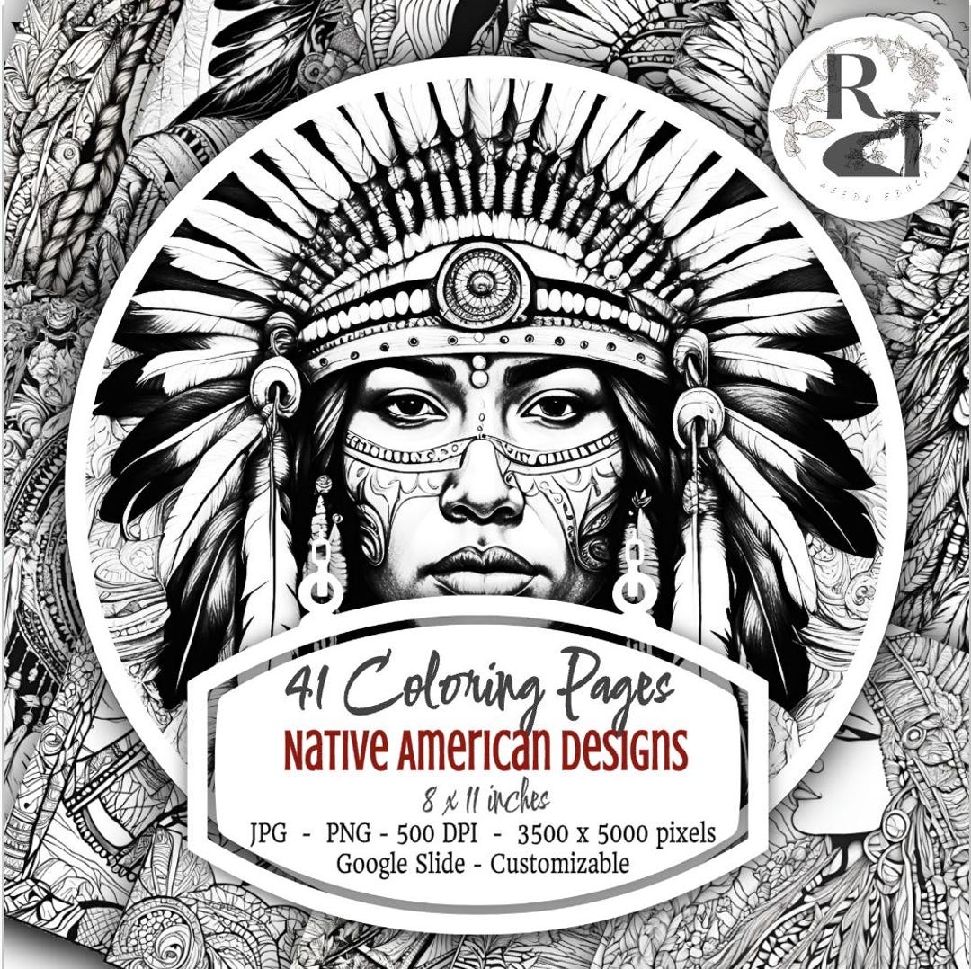 41 Native American Zentangle Coloring Page Designs 8x11in 500 DPI PNG ...