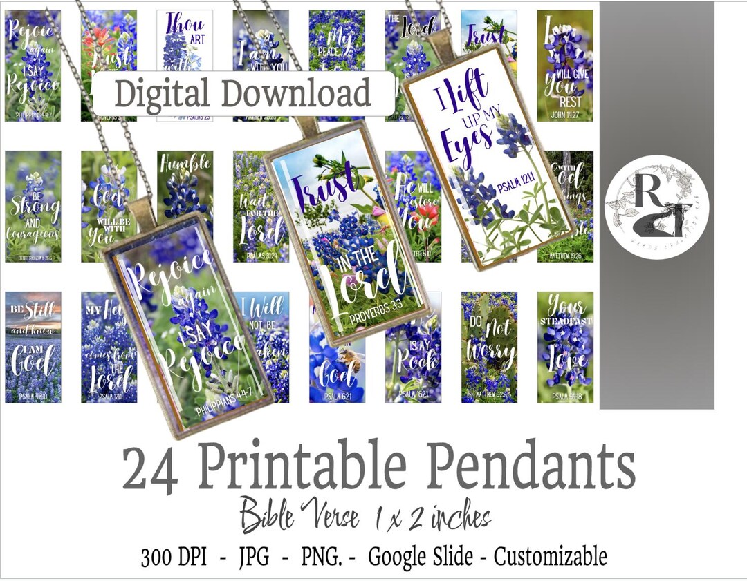 Bluebonnet Wildflower Art Bible Verses Digital Domino Pendants ...