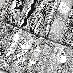 41 Native American Zentangle Coloring Page Designs 8x11in 500 DPI PNG ...