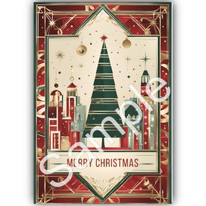 Art Deco Christmas Cards to Design Your Own With Clipart 8 X 11in 500 ...