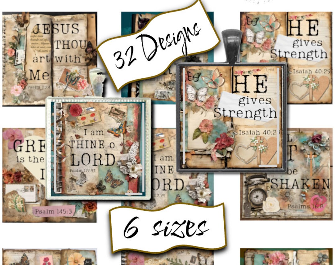 32 Bible Verse Square Designs Pendants Download Print 6 Sizes 300 and ...