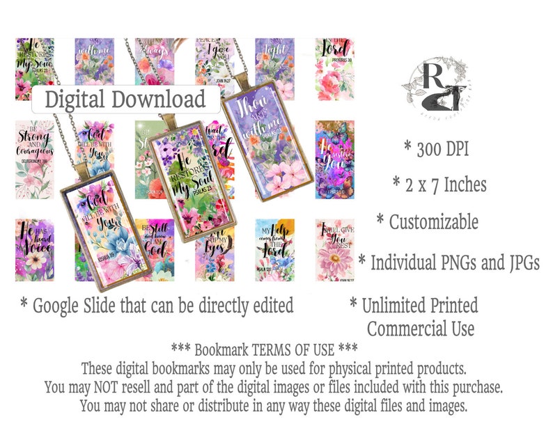 Flower Scripture Digital Domino Pendants - 1x2 Inches 300 DPI ...