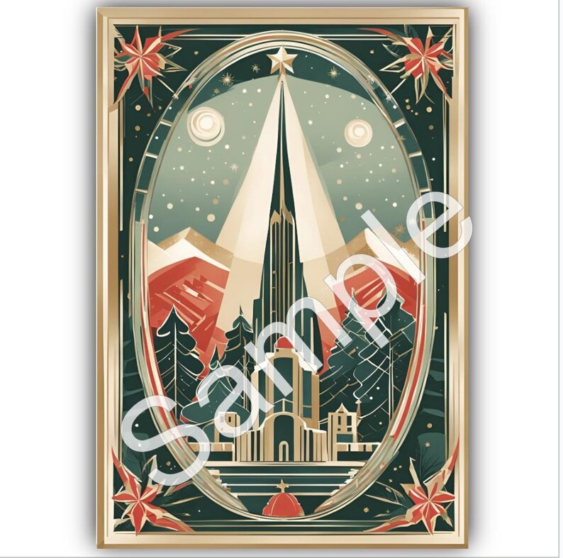 Art Deco Christmas Cards to Design Your Own With Clipart 8 X 11in 500 ...
