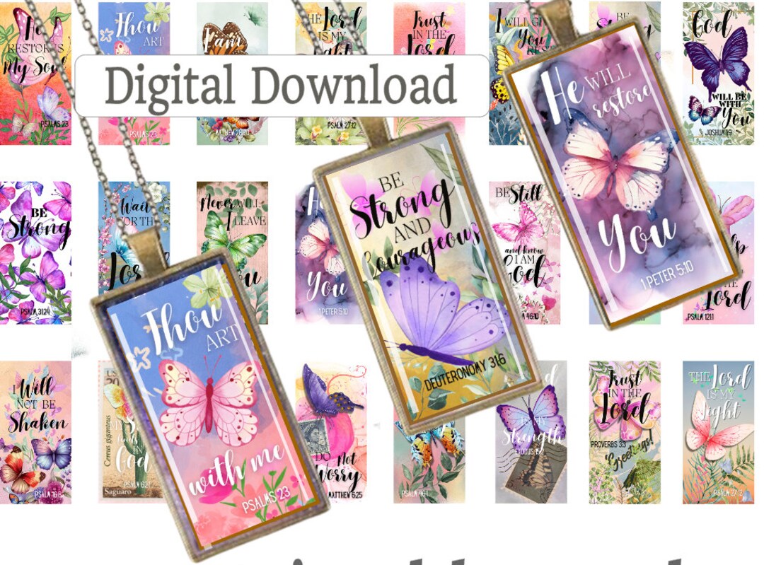 Butterfly Bible Verses Digital Domino Designs Pendants - Download Print ...