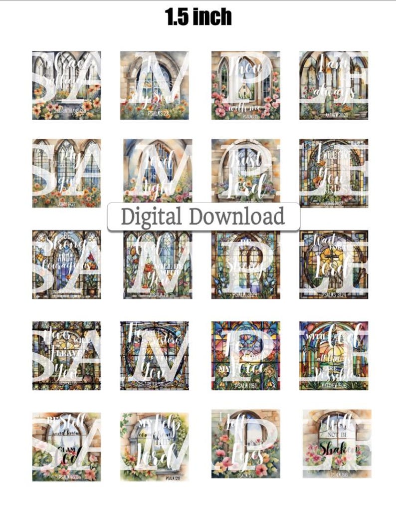 Stained Glass Window Scene Pendants – Bible Verse Designs (digital ...