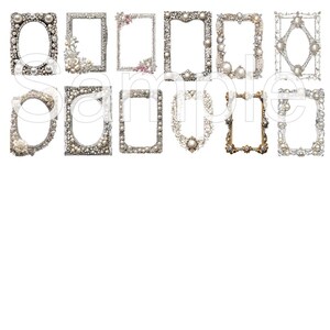 36 Beautiful Pearl Rhinestone Photo Frames 8x11in Download 500 DPI PNG ...