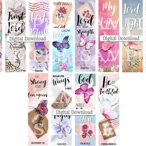 37 Scripture Butterfly Bookmarks - Digital Download - 2x7 Inches 300 ...
