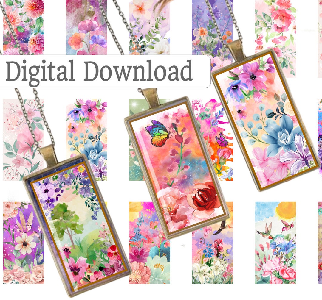 18 Floral Designs Version 1 Digital Domino Pendants - Download Print ...
