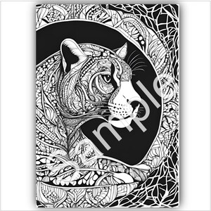24 Panther Zentangle Coloring Pages 8x11in 500 DPI PNG, Unlimited ...