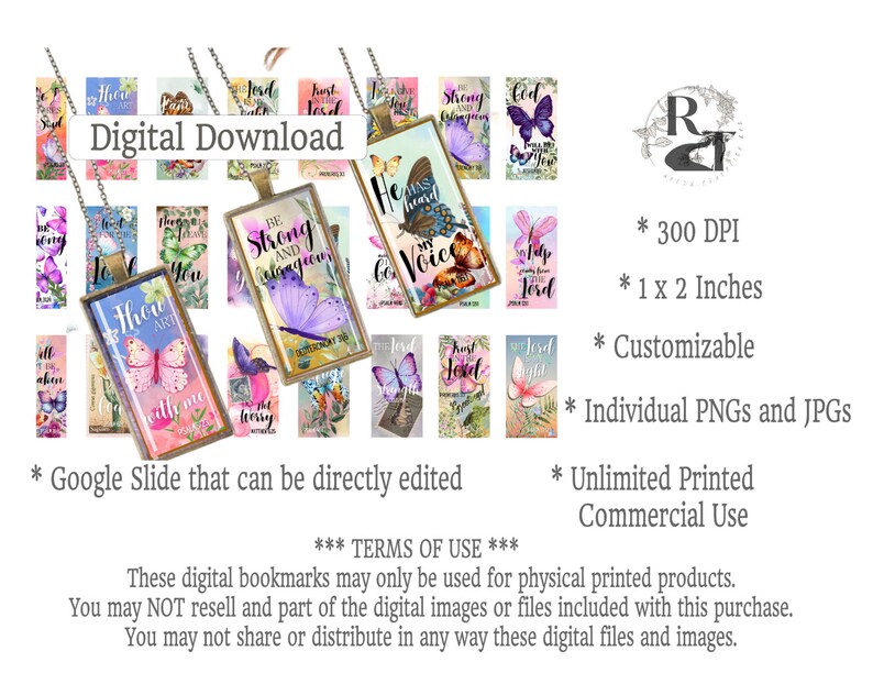 Butterfly Bible Verses Digital Domino Designs Pendants - Download Print ...