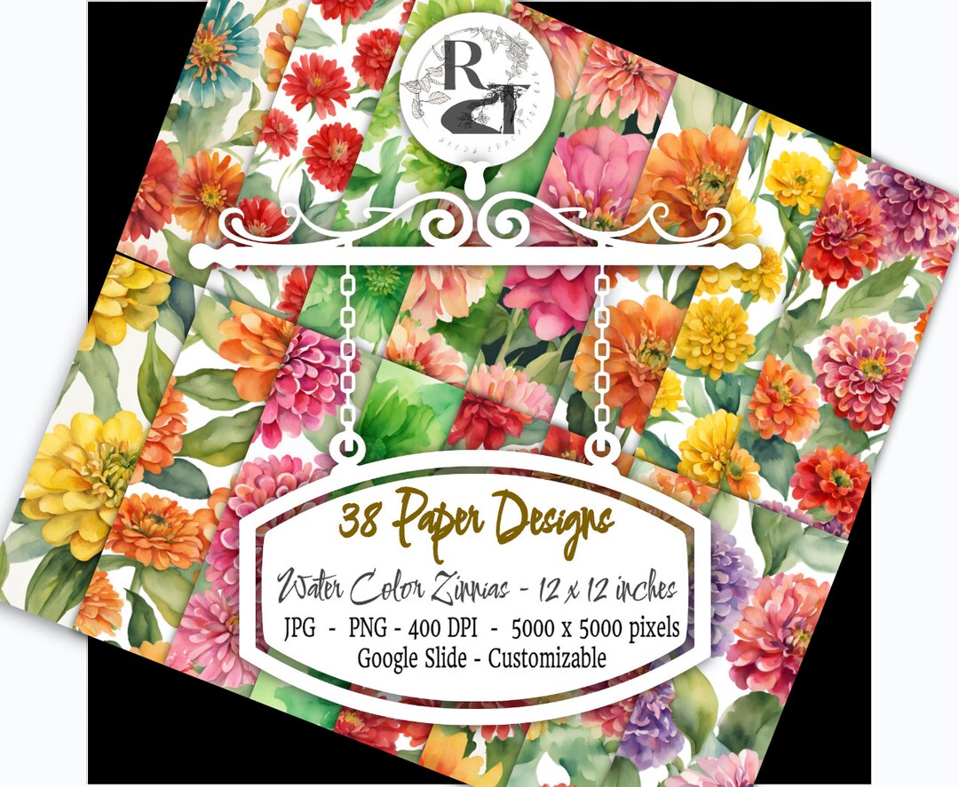 38 Watercolor Zinnia Square Paper Design 12 X 12 Inches - Download 400 ...