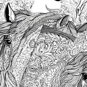 39 Horse Zentangle Coloring Pages 8x11in 500 DPI PNG, Unlimited ...