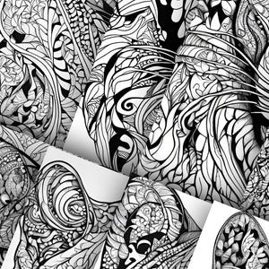 24 Panther Zentangle Coloring Pages 8x11in 500 DPI PNG, Unlimited ...