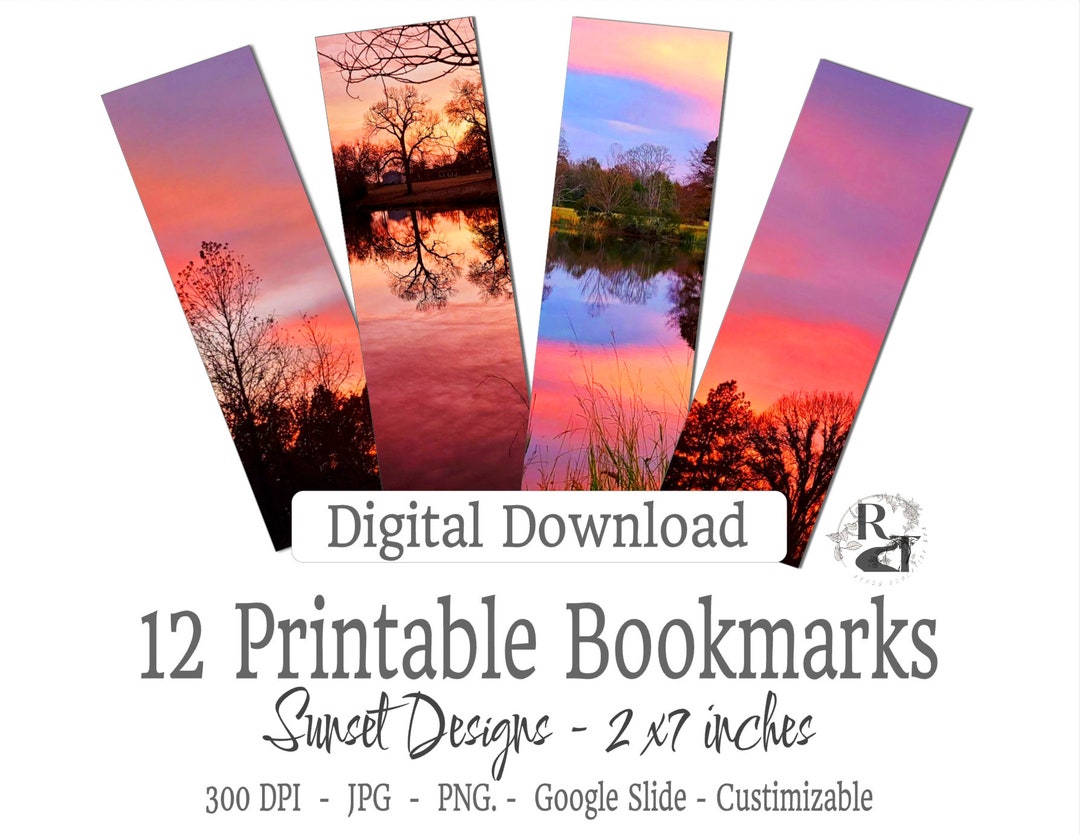 12 Beautiful Bookmarks - Sunset - Digital Download - 2x7 Inches, 300 ...