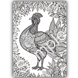 24 Fall Turkey Zentangle Coloring Pages 8x11in 500 DPI PNG, Unlimited ...