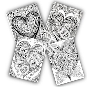 58 Heart Zentangle Mandala Coloring Pages 8x11in 500 DPI PNG, Scrapbook ...