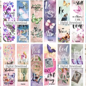 37 Scripture Butterfly Bookmarks - Digital Download - 2x7 Inches 300 ...