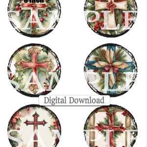 18 Circle Christmas Victorian Cross Ornaments, Download Print 3 Sizes ...