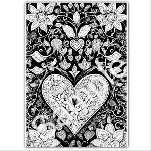 58 Heart Zentangle Mandala Coloring Pages 8x11in 500 DPI PNG, Scrapbook ...