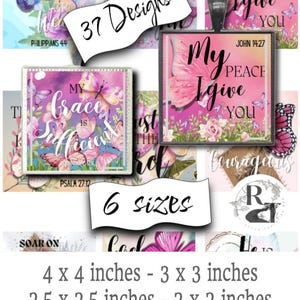 37 Bible Verse Butterfly Square Designs Pendants - 6 Sizes 300 DPI ...
