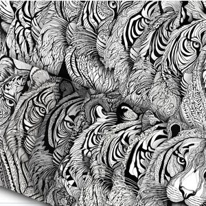 32 Tiger Zentangle Coloring Pages 8x11in 500 DPI PNG, Unlimited ...