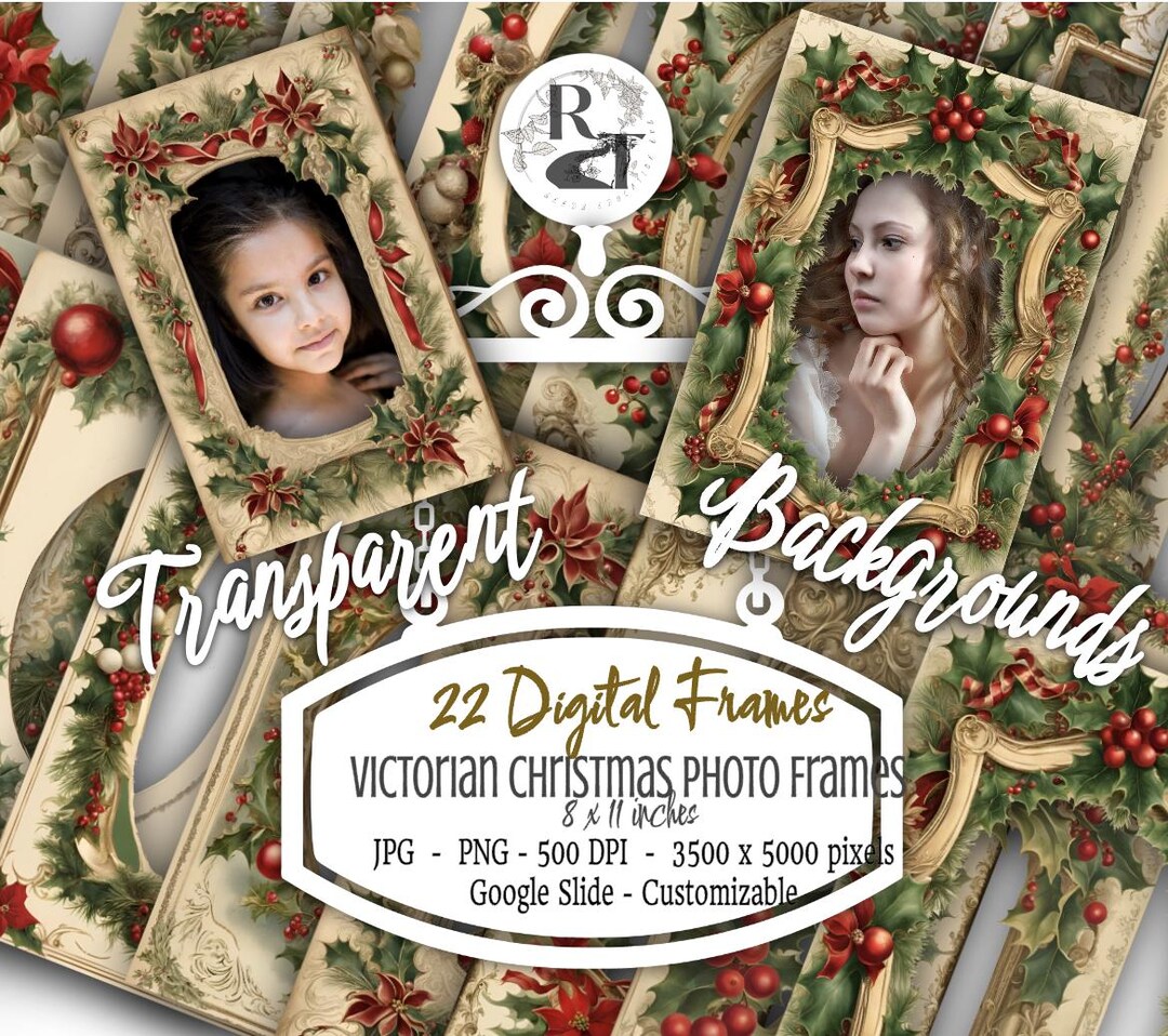 22 Victorian Christmas Transparent Digital Photo Card Frames 8 X 11 in ...