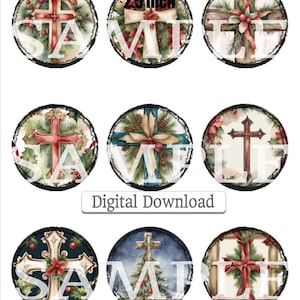 18 Circle Christmas Victorian Cross Ornaments, Download Print 3 Sizes ...