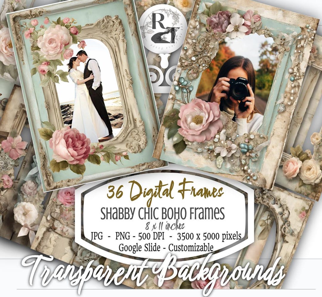 36 Vintage Style Shabby Chic Boho Photo Frames 8x11in Download 500 DPI ...