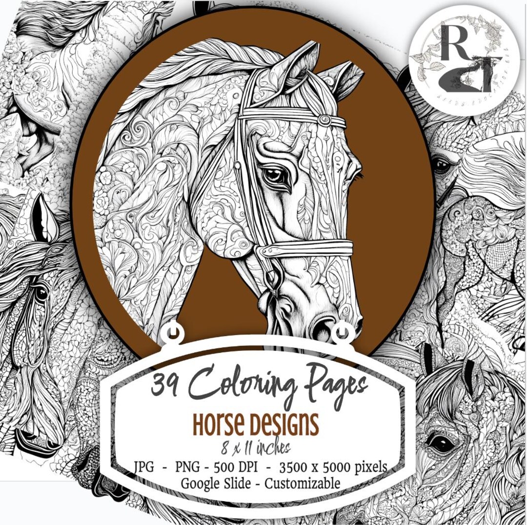 39 Horse Zentangle Coloring Pages 8x11in 500 DPI PNG, Unlimited ...