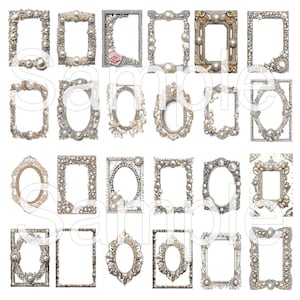 36 Beautiful Pearl Rhinestone Photo Frames 8x11in Download 500 DPI PNG ...