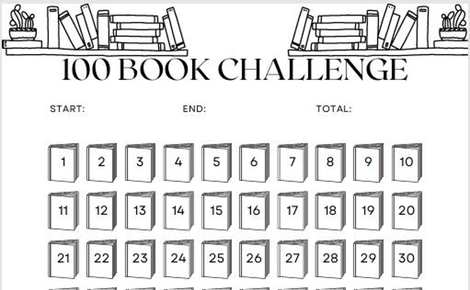 100 Reading Challenge Digital Download Pdf, Reading Tracker - Etsy
