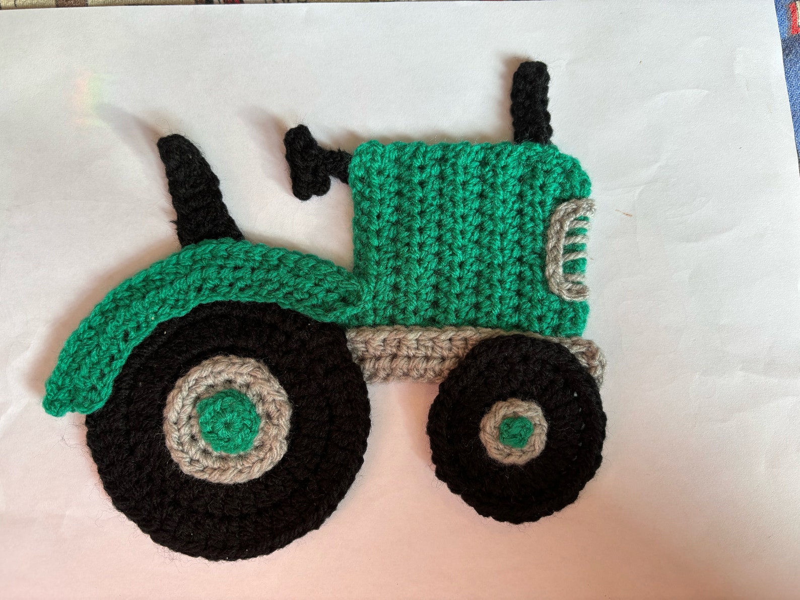 Handmade Crochet Tractor Applique: Custom Colors, Farm Decor - Etsy