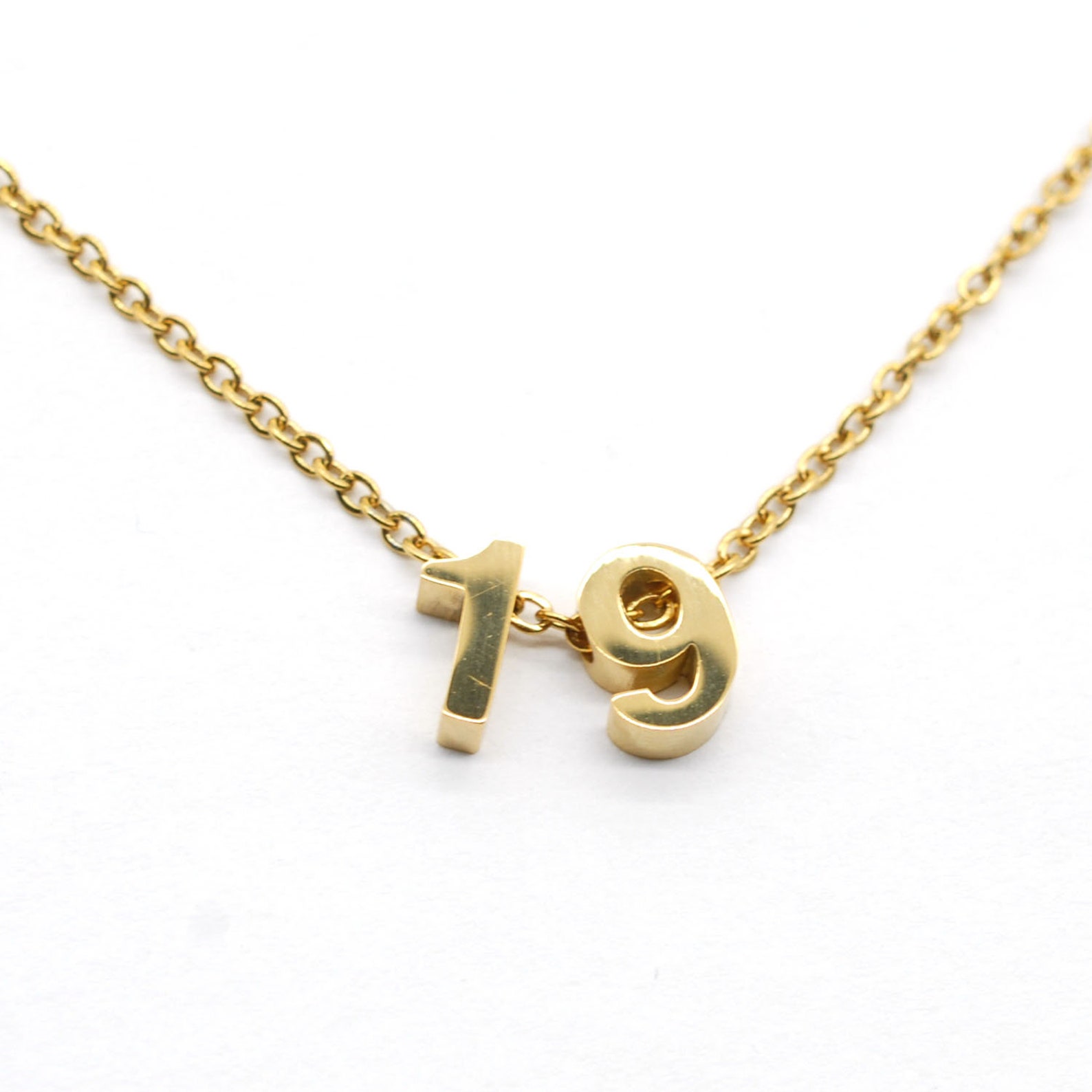 Personalized Number Charm Necklace Gold Tone Stainless - Etsy