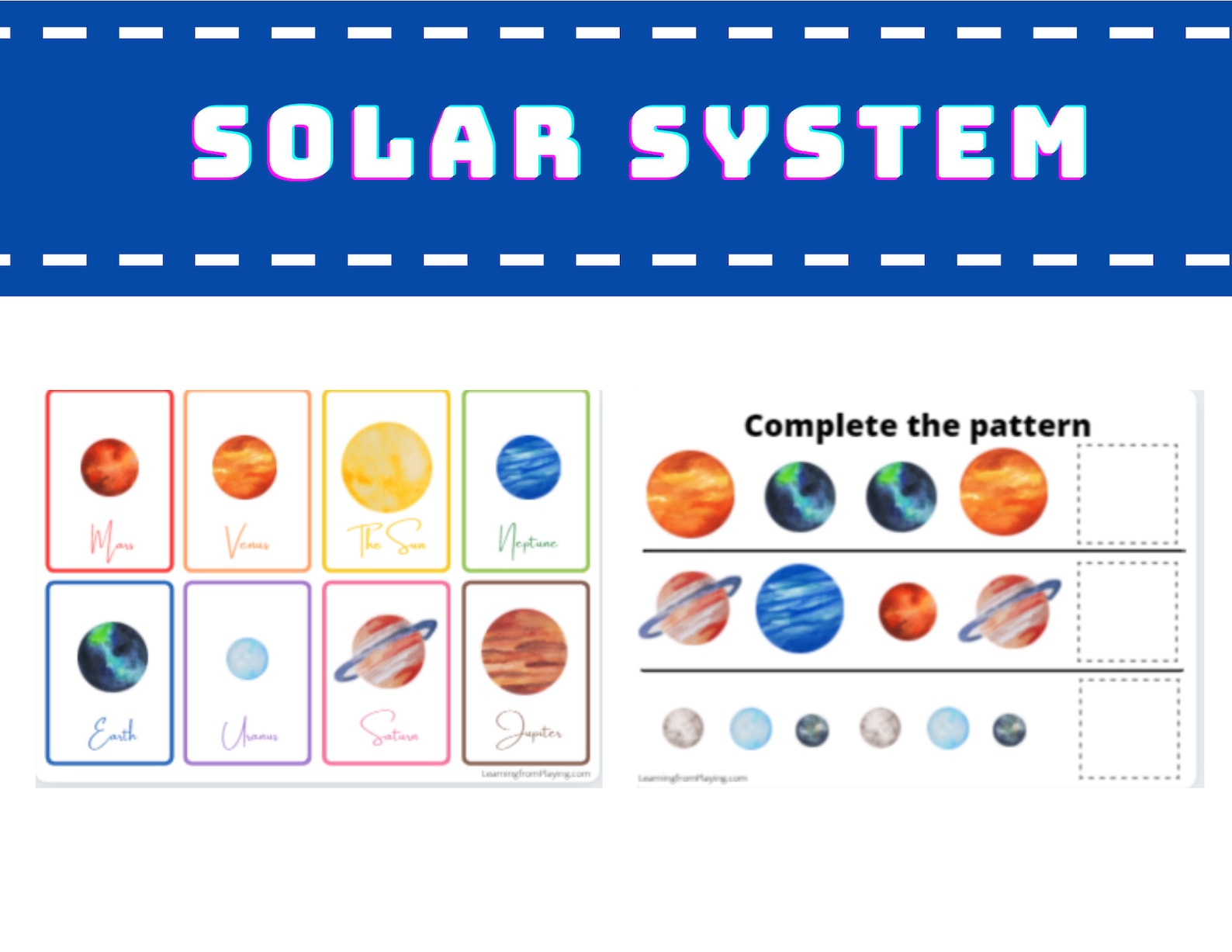 Toddler Solar System Space Counting Planets Patterns Shadow Matching ...