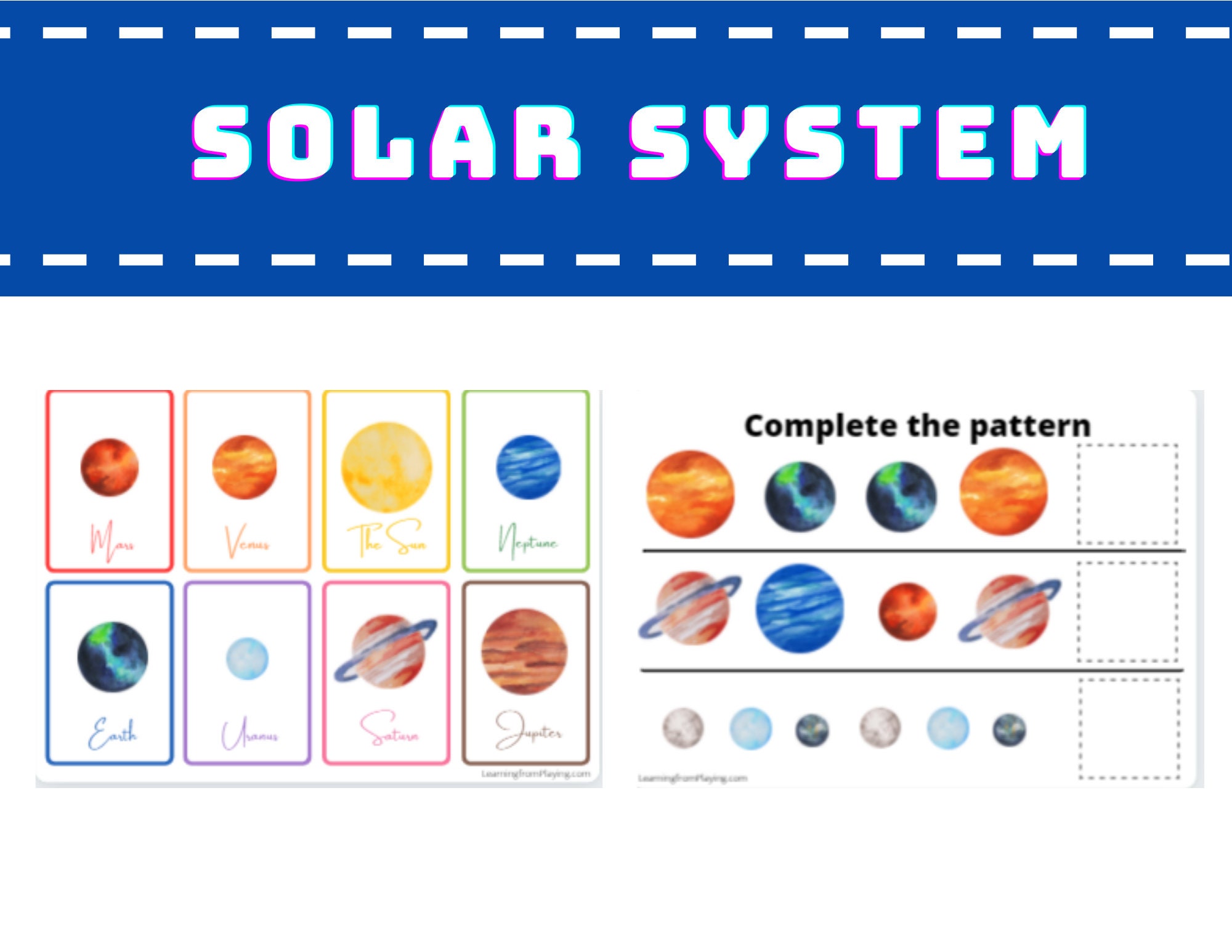 Toddler Solar System Space Counting Planets Patterns Shadow Matching ...