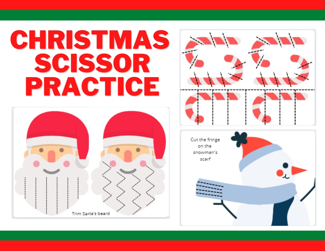 Toddler Christmas Scissor Practice Activities - Trim Santa's Beard ...