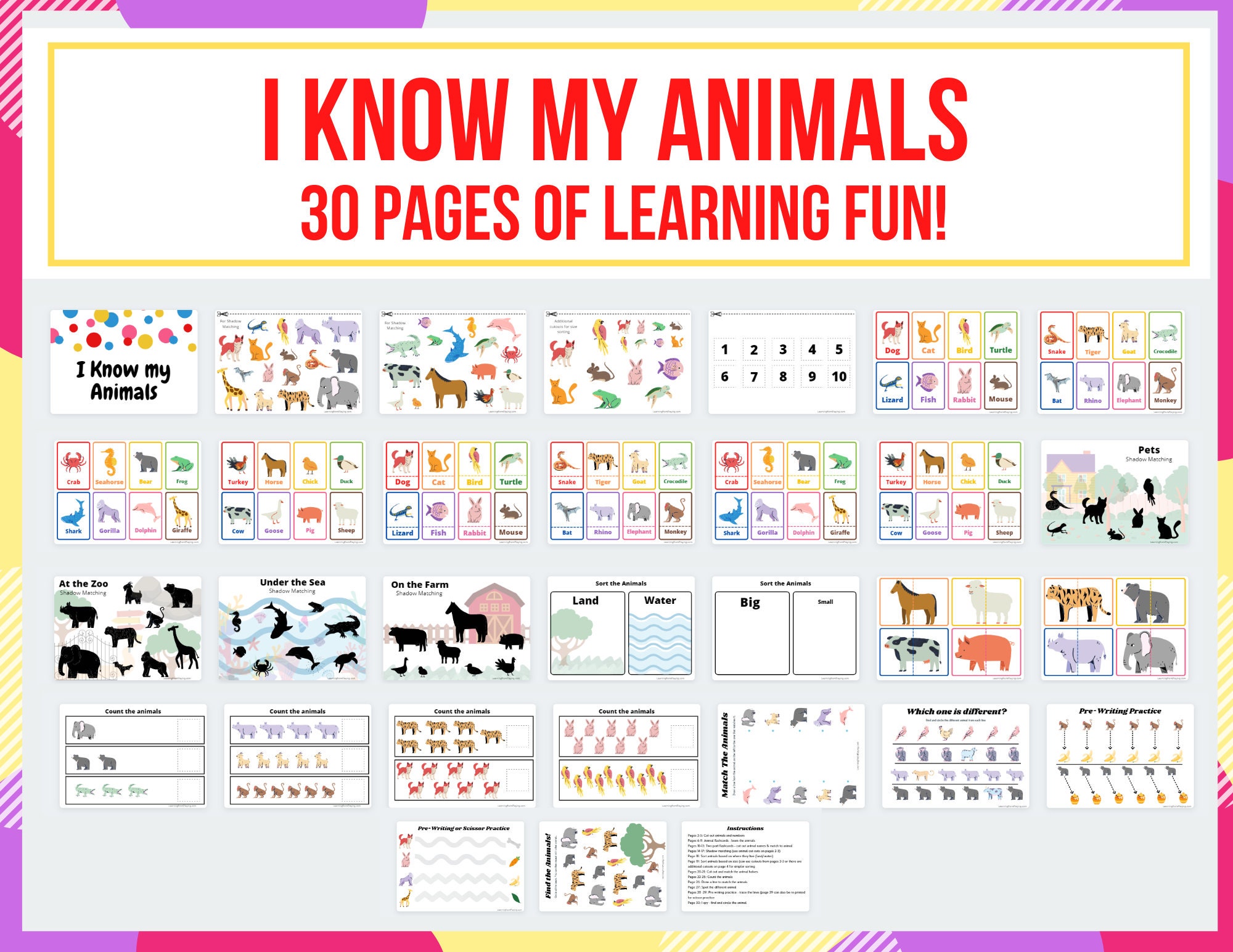 Toddler Animal Activities - Toddler Busy Book - Toddler Printable ...